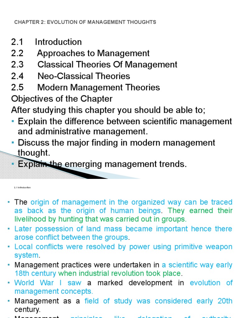Chapter 2 Evolution of Management Thoughts | PDF | Bureaucracy | Economies