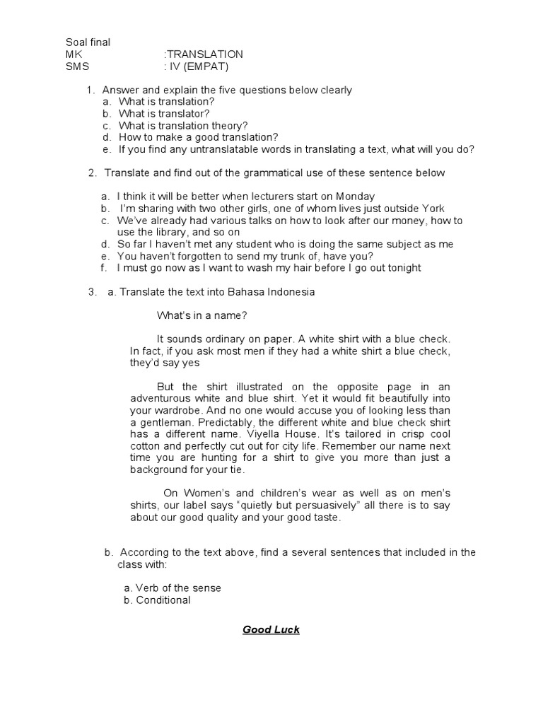 Translation Exam Guide | PDF