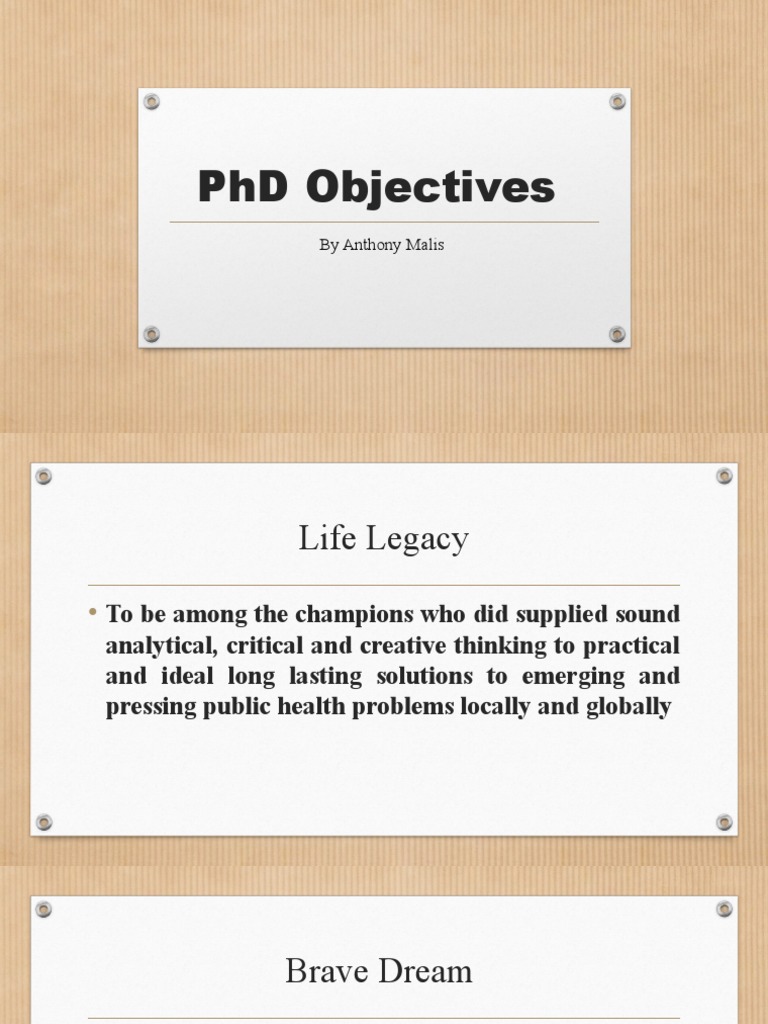PHD Objectives: by Anthony Malis | PDF