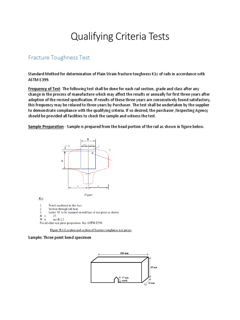 Qualifying Criteria Tests: Fracture Toughness Test | PDF | Fracture ...