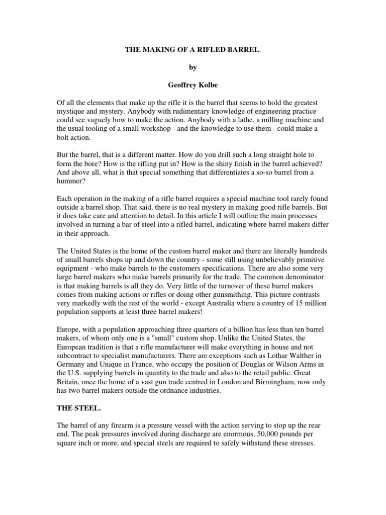 The Making of A Rifled Barrel | PDF | Business