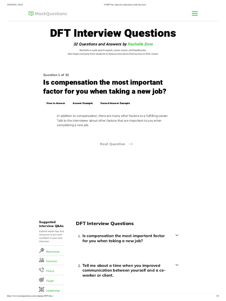 32 DFT Inc. Interview Questions (With Answers) | PDF | Interview | Job Interview