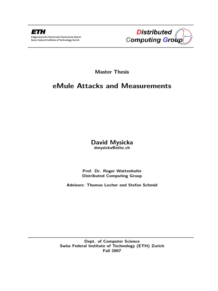 Emule Attacks and Measurements: David Mysicka | PDF | Peer To Peer ...