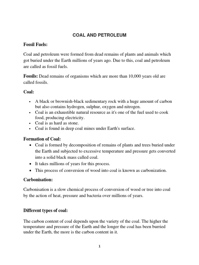 Fossil Fuels:: Coal and Petroleum | PDF | Coal | Petroleum