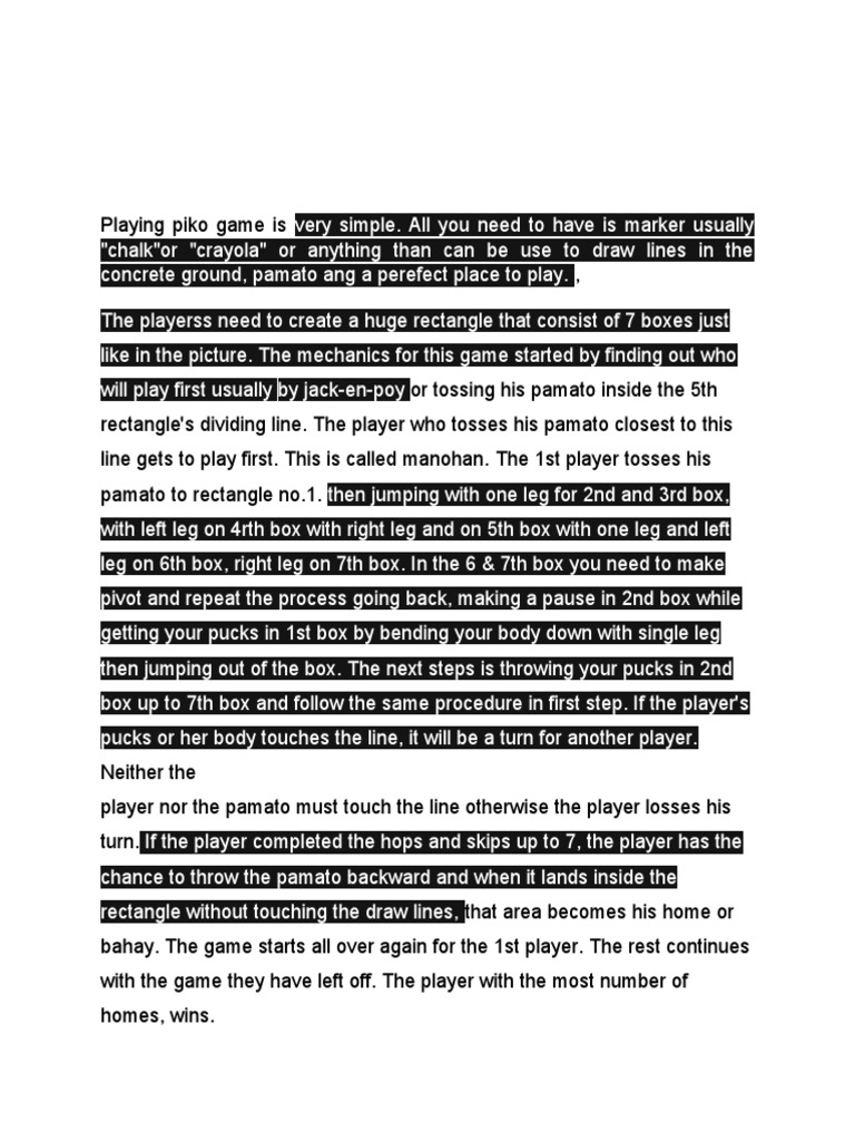 Playing Piko Game Is Very Simple | PDF