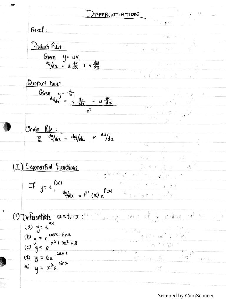 Differentiation Notes | PDF