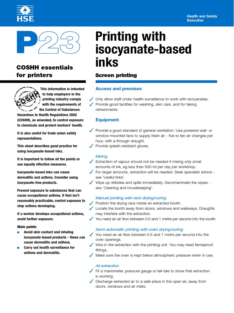 Printing With Isocyanate-Based Inks: COSHH Essentials For Printers ...