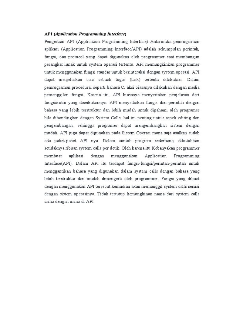 Mengerti API (Antarmuka Pemrograman Aplikasi) | PDF