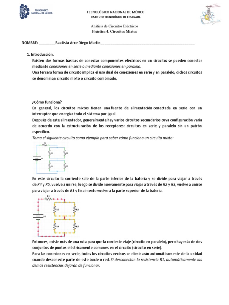 Pract4 Mixtos | PDF | Resistencia Eléctrica y Conductancia | Corriente eléctrica