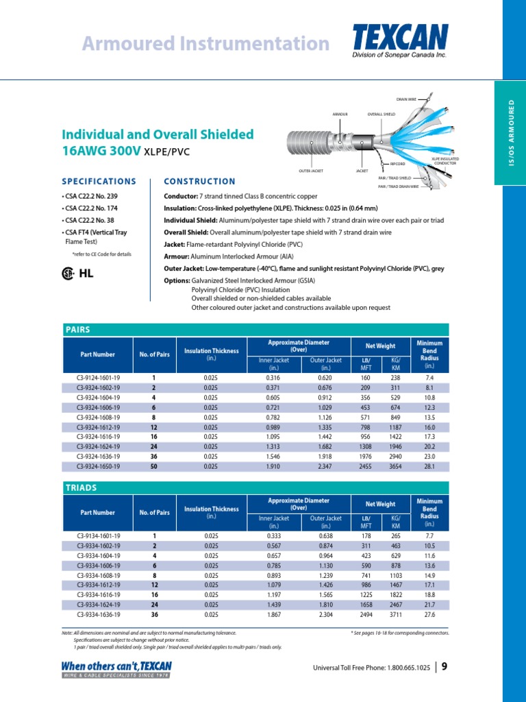 Armoured Instrumentation CABLE TEXCAN | PDF | Wire | Building Engineering