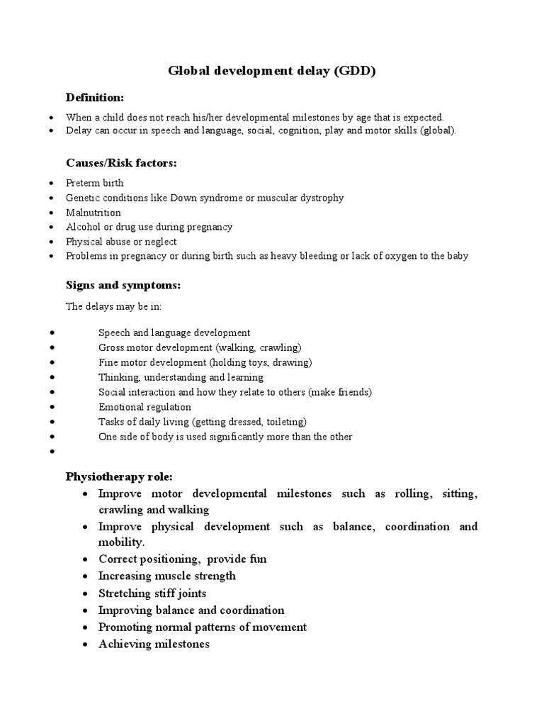 Global Development Delay (GDD) : Definition | PDF | Self-Improvement ...