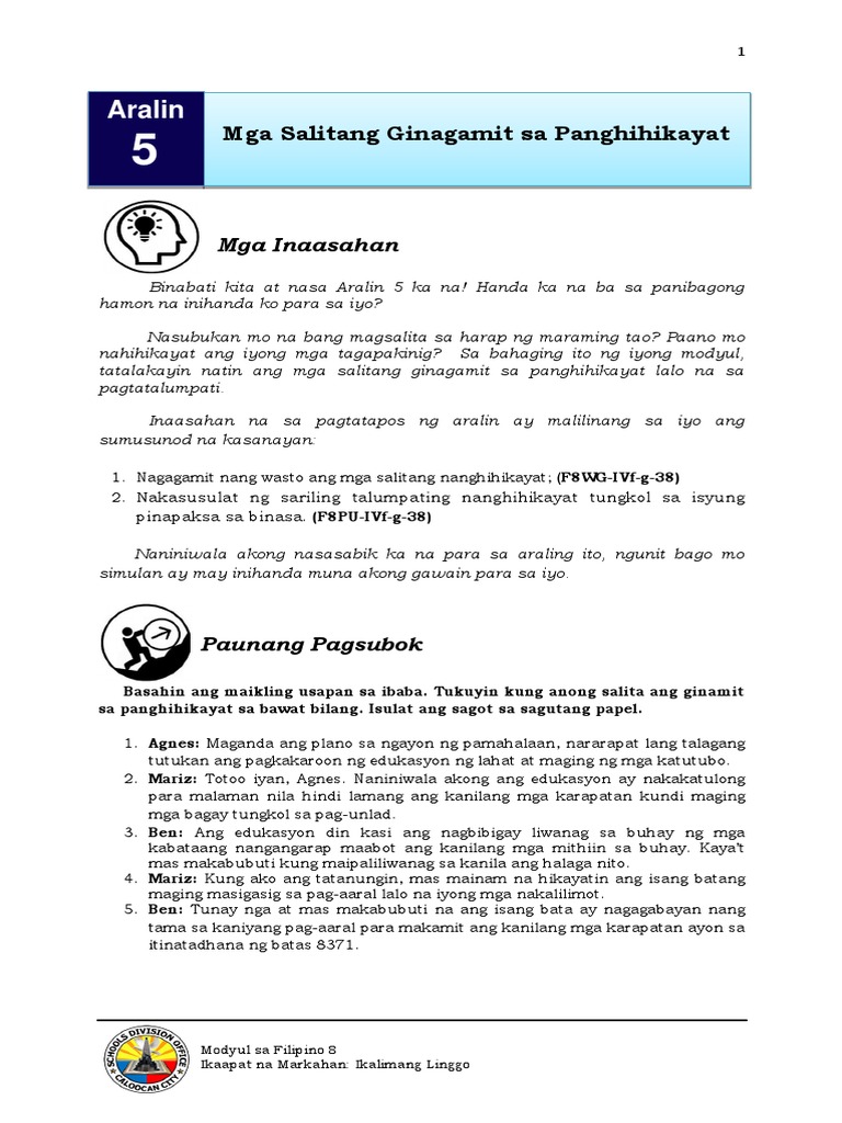 Filipino 8 Q4 Week 5 | PDF