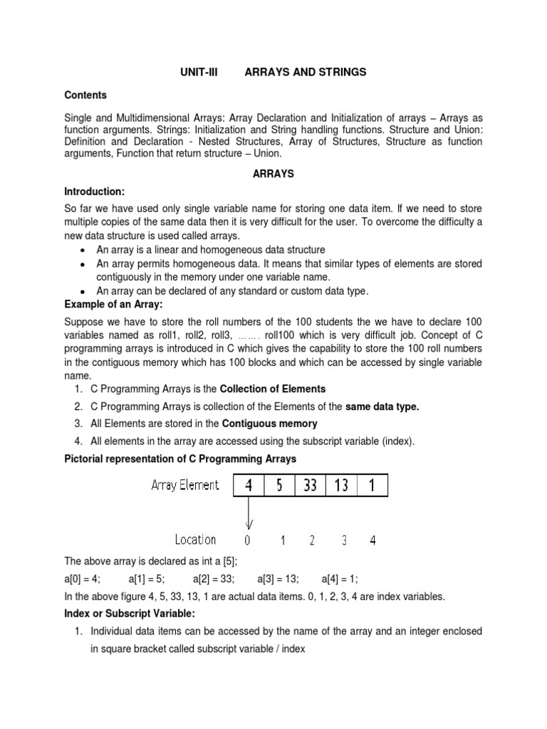 Scs1102 Unit III | PDF | Array Data Structure | Data Type