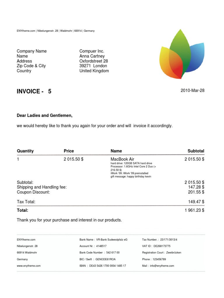 Sample-Invoice Virtue Mart | PDF | Computer Hardware | Business