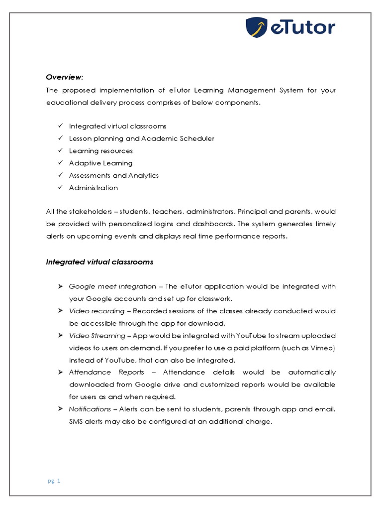 eTutor Learning Management System Overview | PDF | Mobile App | Lesson Plan