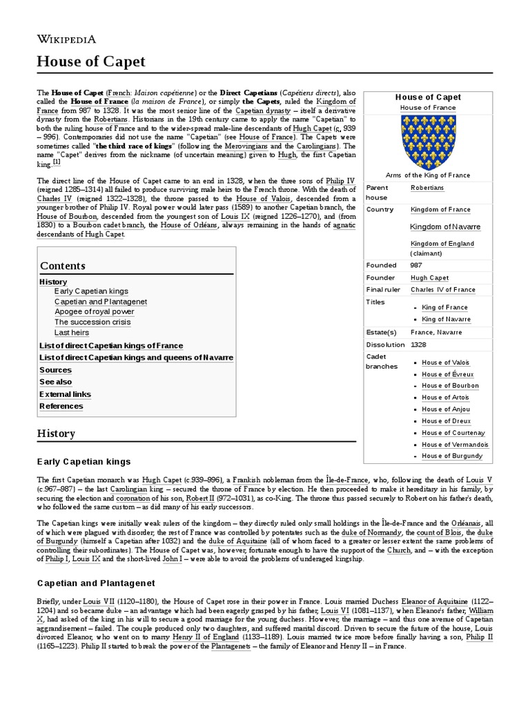House of Capet | PDF | Capetian Dynasty | Former Monarchies Of Europe