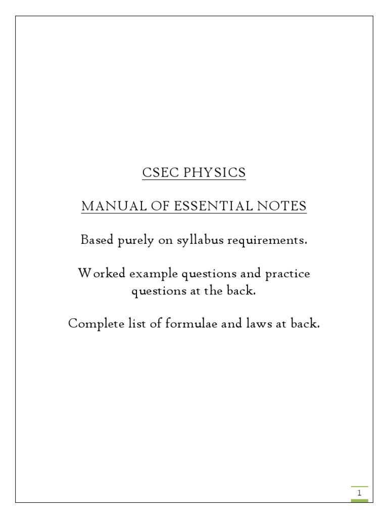 Physics Manual Notes For CSEC and CAPE | PDF | Buoyancy | Force