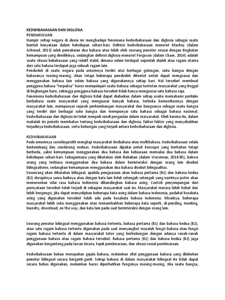 Materi 4 Kedwibahasaan Dan Diglosia | PDF