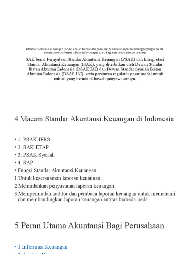 Standar Akuntansi Keuangan (SAK) Adalah Format | PDF