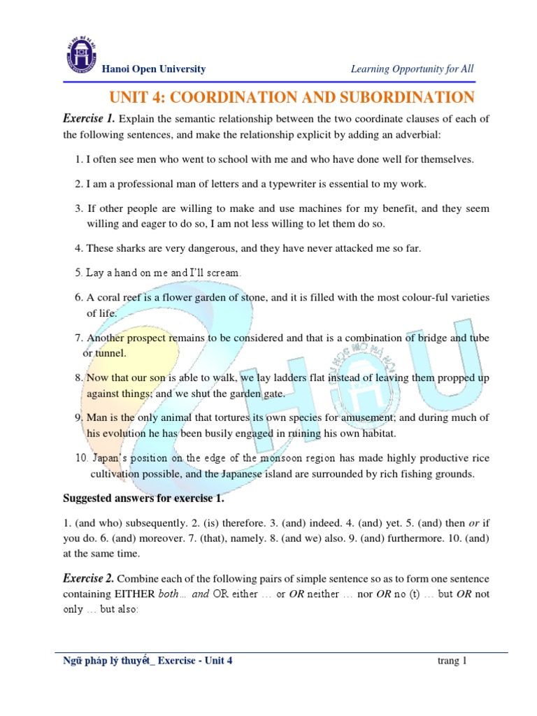 Unit 4: Coordination and Subordination | PDF | Chinese Cuisine | Foods