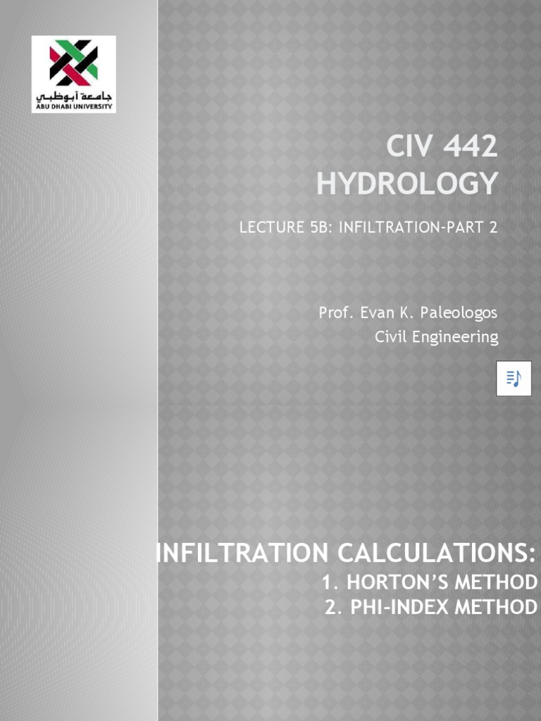 Lecture 5b Infiltration Horton Phi | PDF | Applied And ...