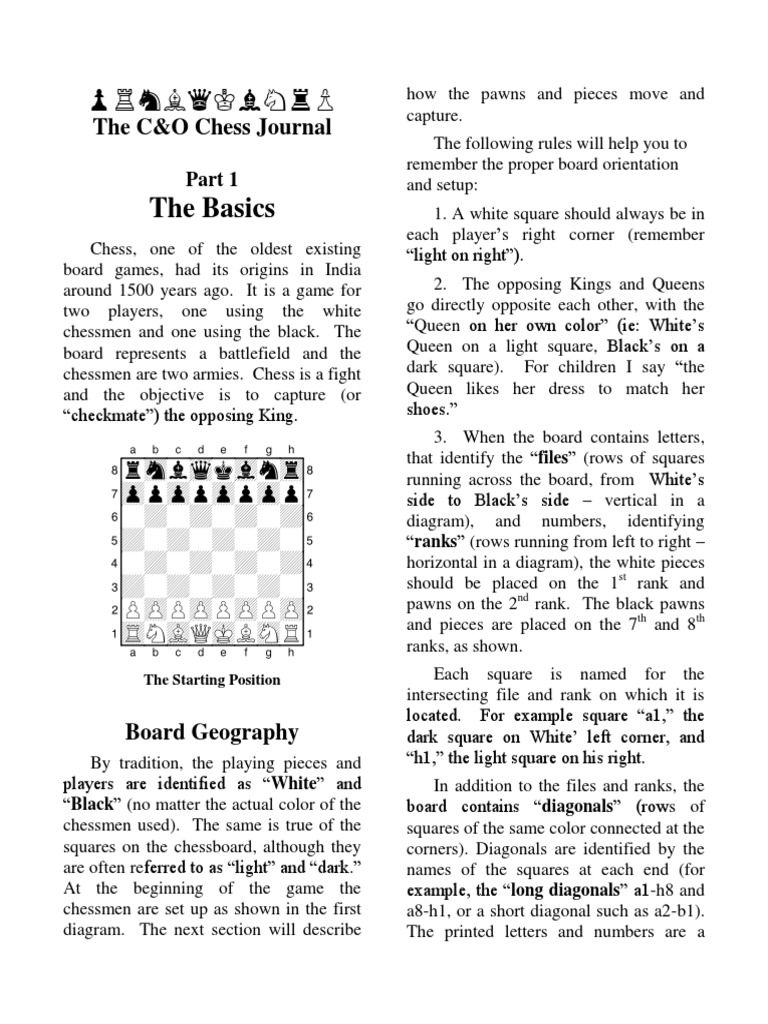 The Basics: The C&O Chess Journal | PDF | Chess | Abstract Strategy Games