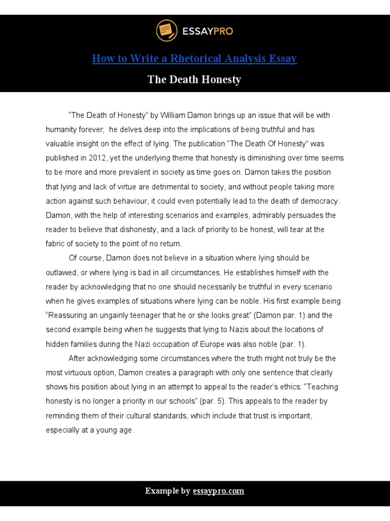 Rhetorical Analysis Essay Example | PDF | Infidelity | Credibility