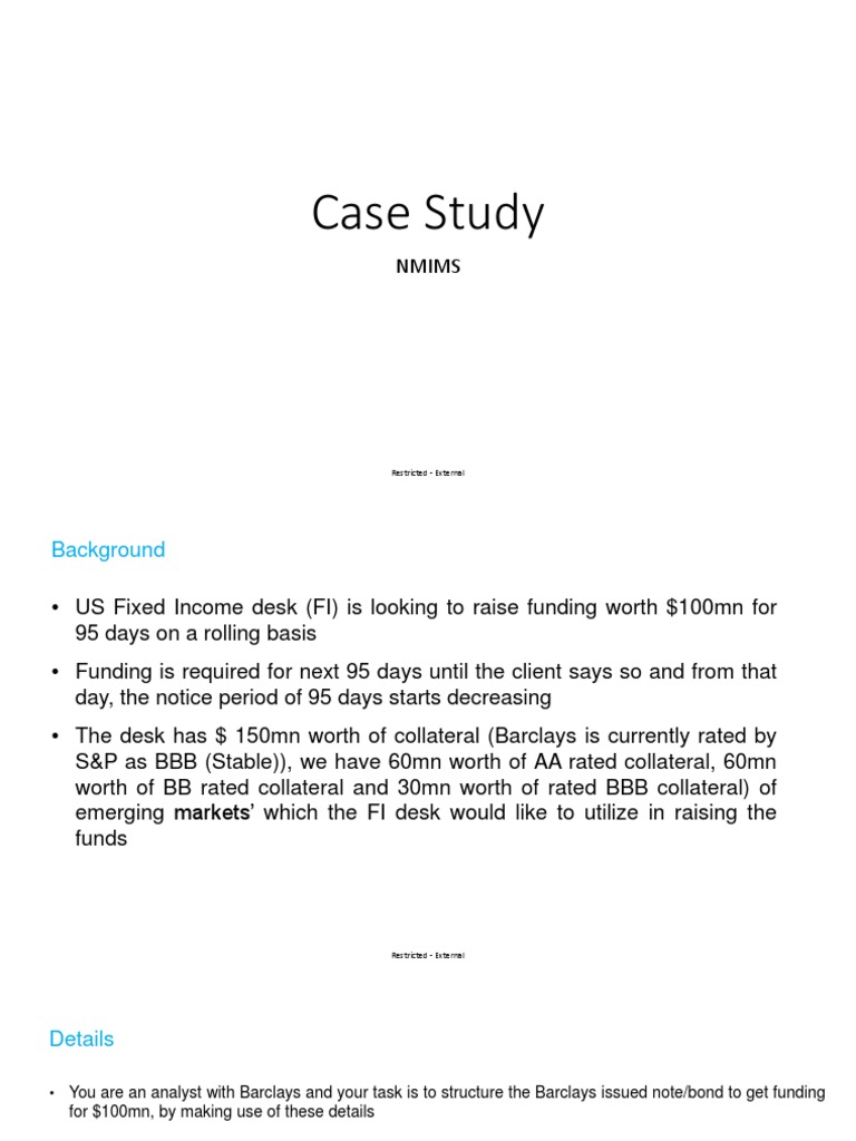 Structuring a $100 Million Bond Issued by Barclays to Meet 95-Day ...