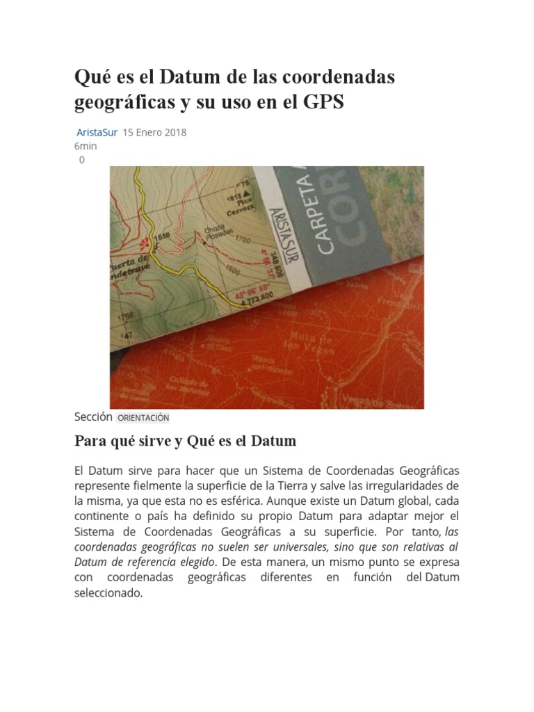 Qué Es El Datum de Las Coordenadas Geográficas y Su Uso en El GPS | PDF ...
