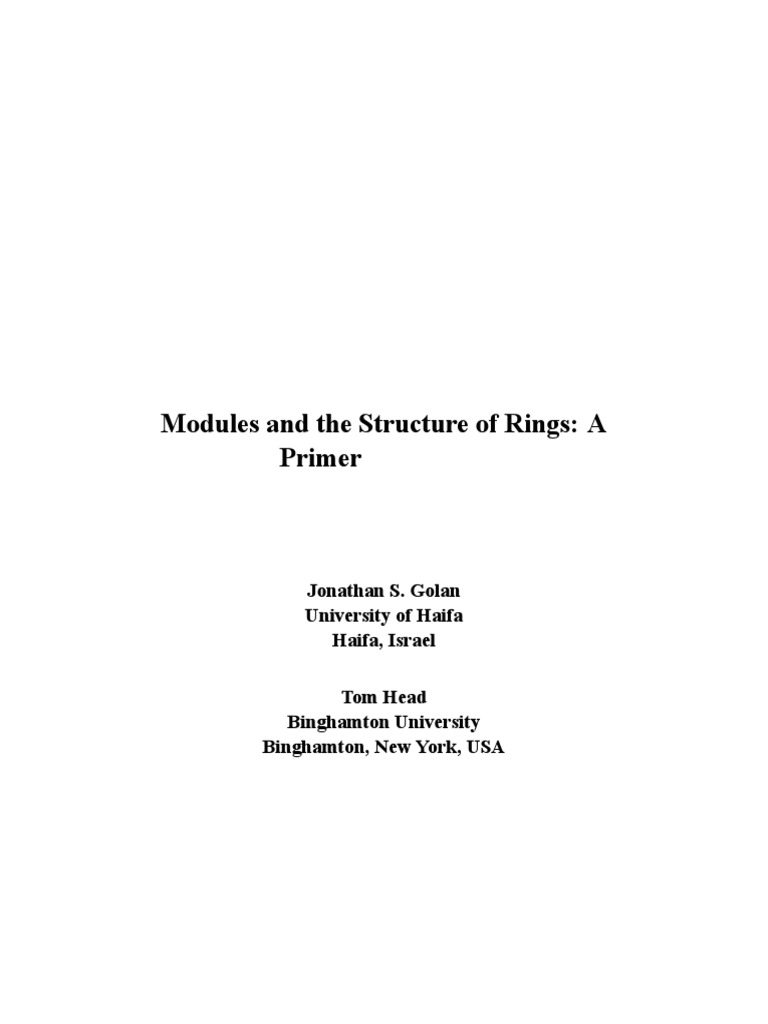 Modules and The Structure of Rings: A Primer | PDF | Module ...