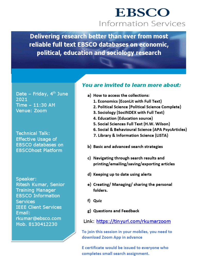 EBSCO Training Poster - 4 June 2021 | PDF