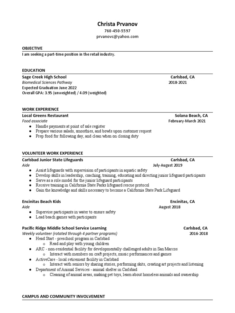 Christa Prvanov - Resume Erwc | PDF