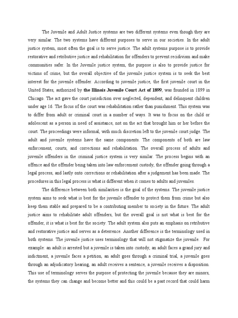 Juvenile VS Adult Justice System | PDF | Juvenile Court | Juvenile ...