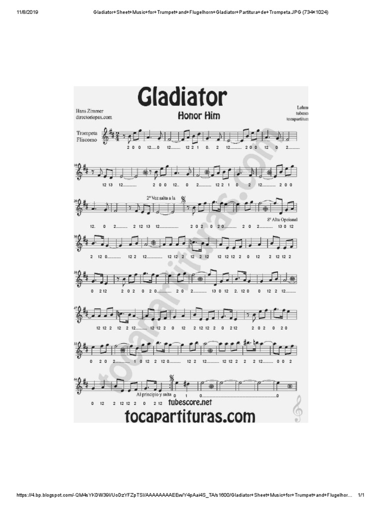 Gladiator Partitura de Trompeta | PDF | Computers | Technology ...