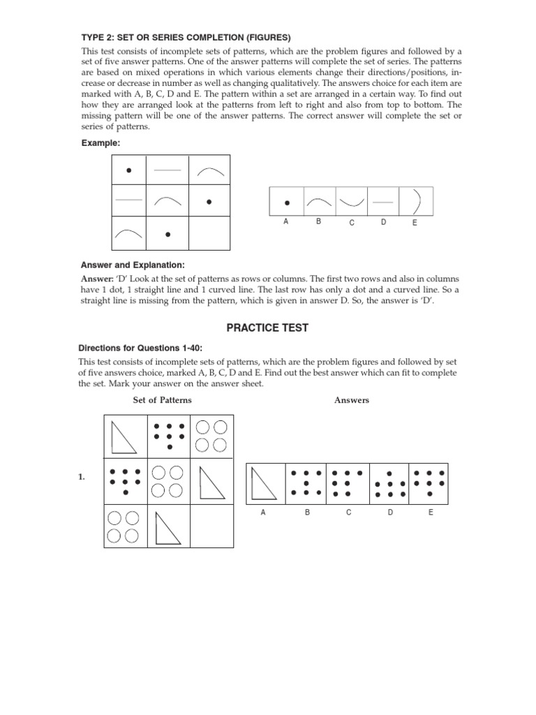 Type 2: Set or Series Completion (Figures) : Practice Test | PDF ...