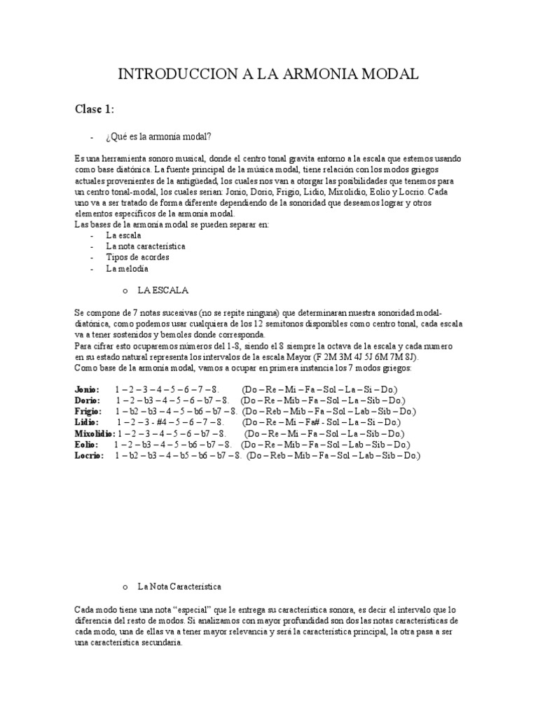Introduccion A La Armonia Modal | PDF | Escala (música) | Acorde (Música)