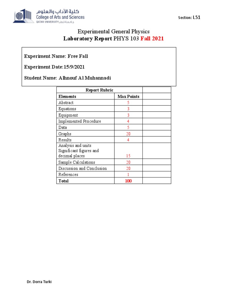 R3 Template Free Fall | PDF | Experiment | Significant Figures