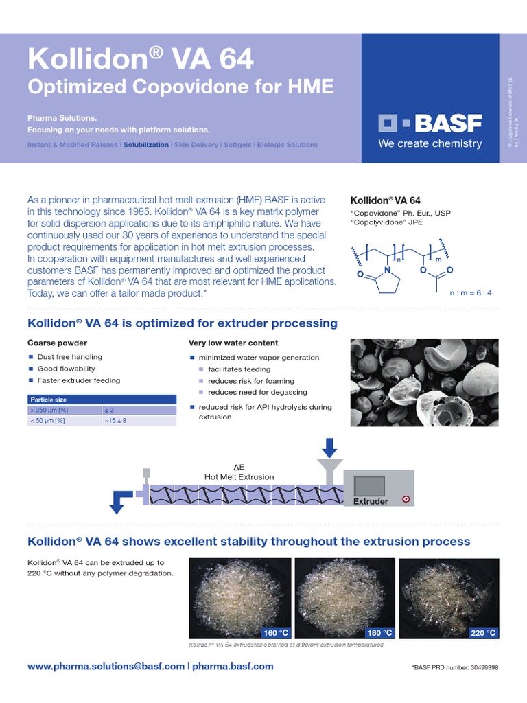 BASF Pharma Kollidon OnePager A4 As | PDF | Extrusion | Physical Sciences