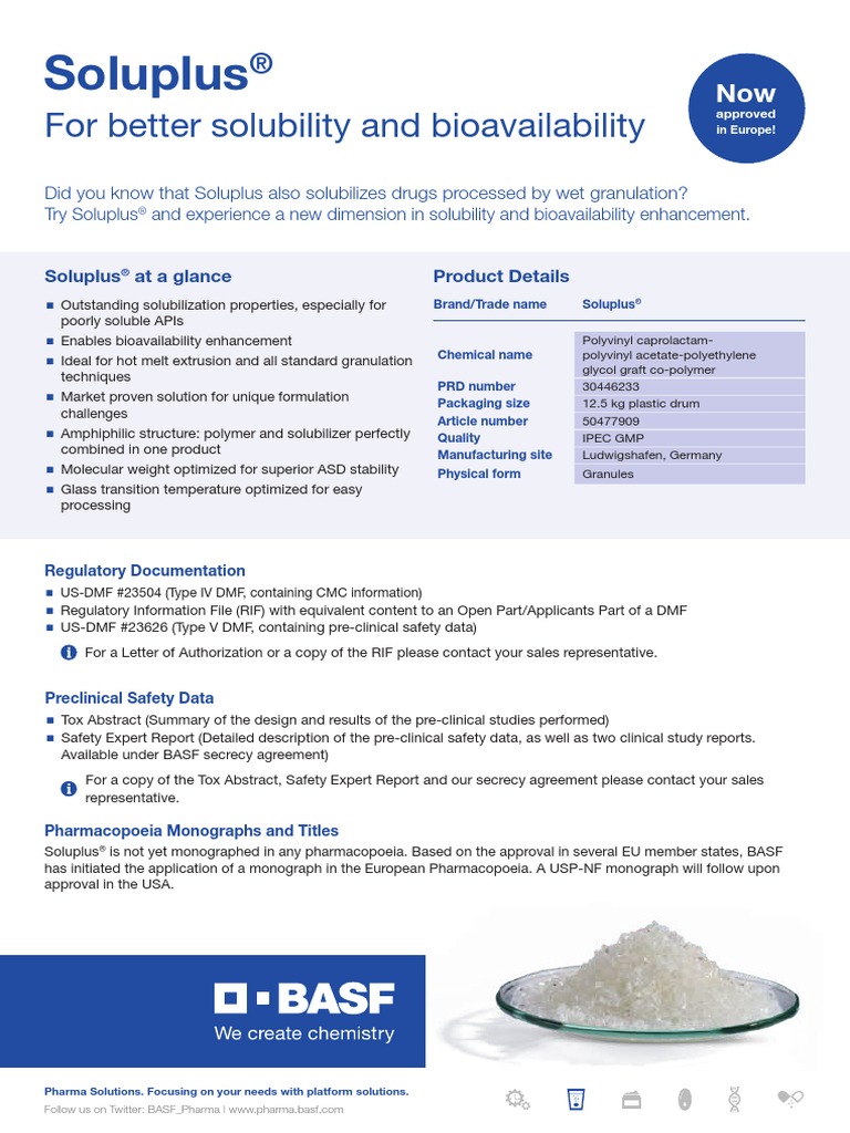 BASF Pharma Update Soluplus One-Pager A4 As | PDF | Clinical Trial ...