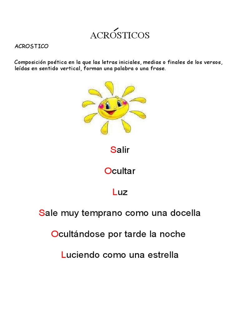 Actividades Con Acrosticos | PDF | Poesía