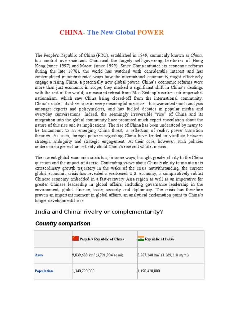 China The New Global Power | PDF | Tibet | China