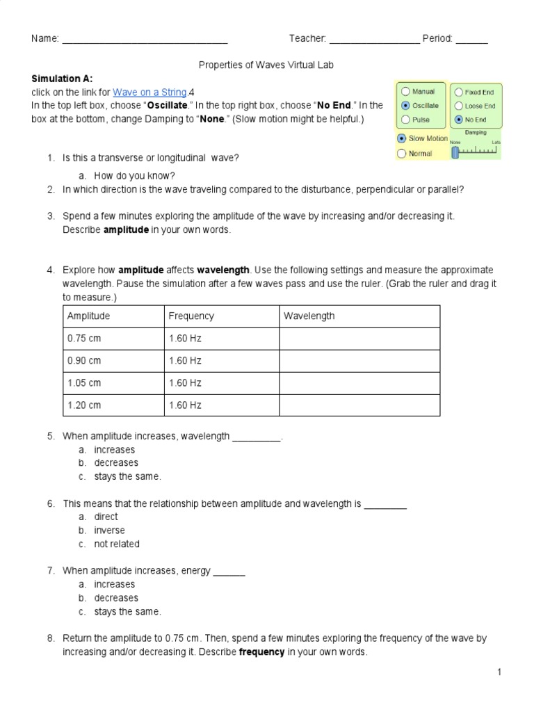 Year 10 - Waves Virtual Lab | PDF | Waves | Wavelength