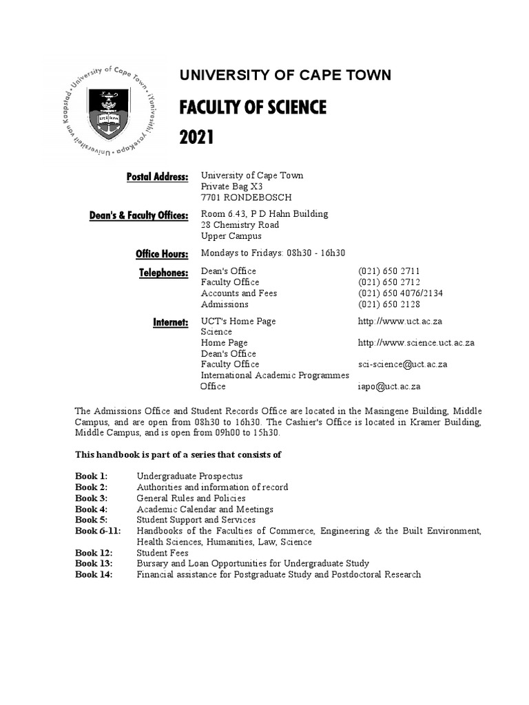 UCT Faculty of Science Handbook 2021 | PDF | Academic Degree | Bachelor ...