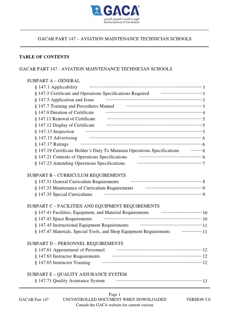 GACAR Part 147: AMT School Regulations | PDF | Records Management ...