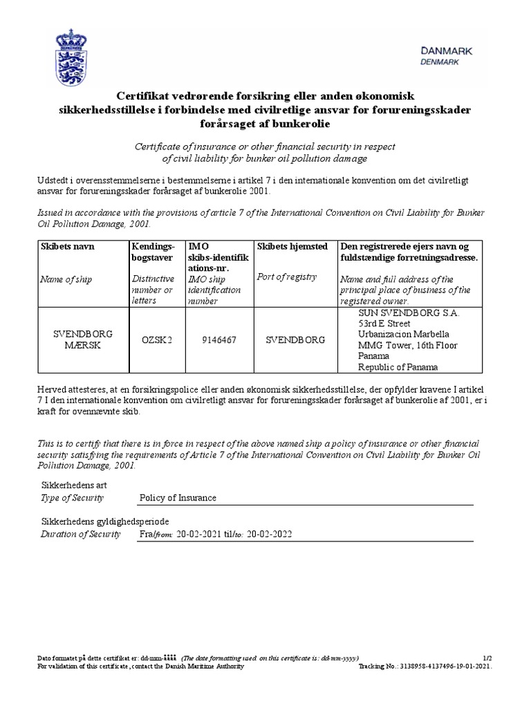 10.1 Civil Liability Bunker Certificate | PDF