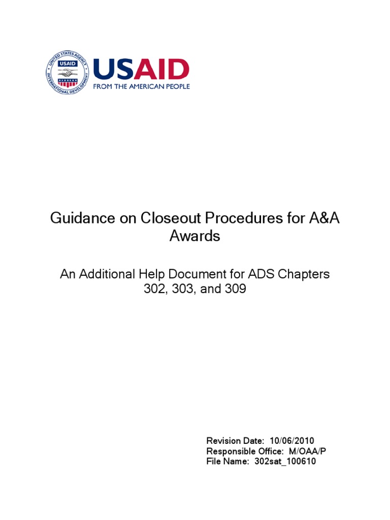 Close Out Guide For USAID Projects | PDF | Audit | United States Agency ...