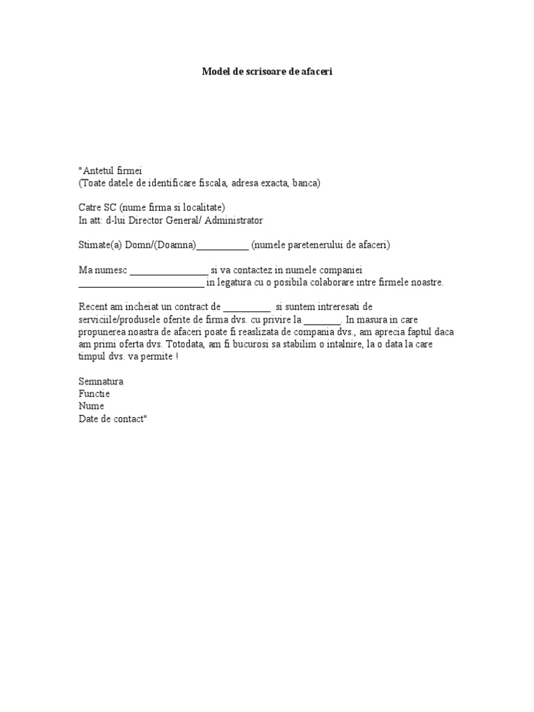 Model de Scrisoare de Afaceri | PDF