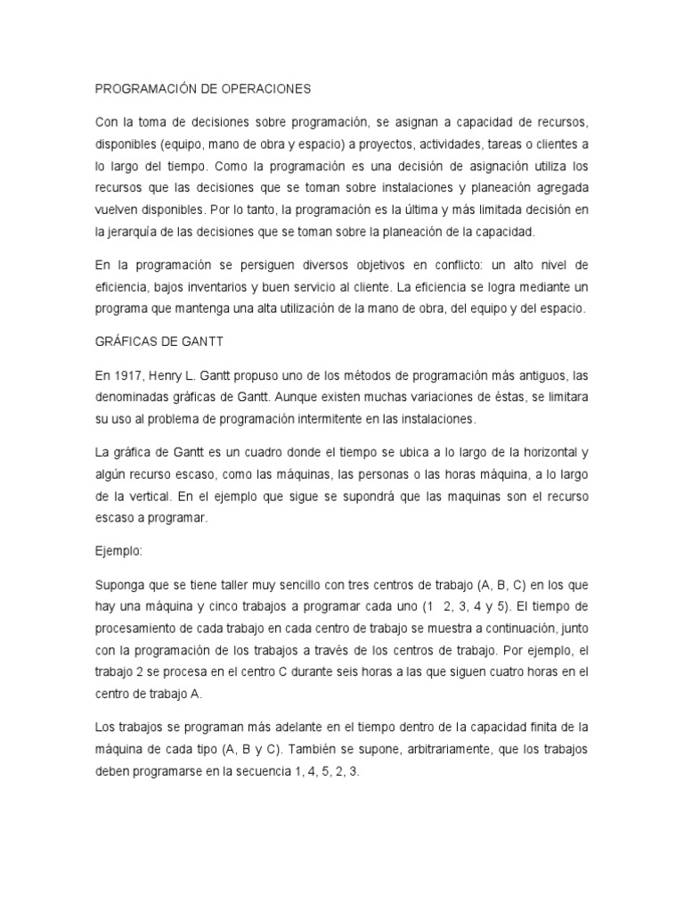 Programacion de Operaciones | PDF | Programación de computadoras | Planificación
