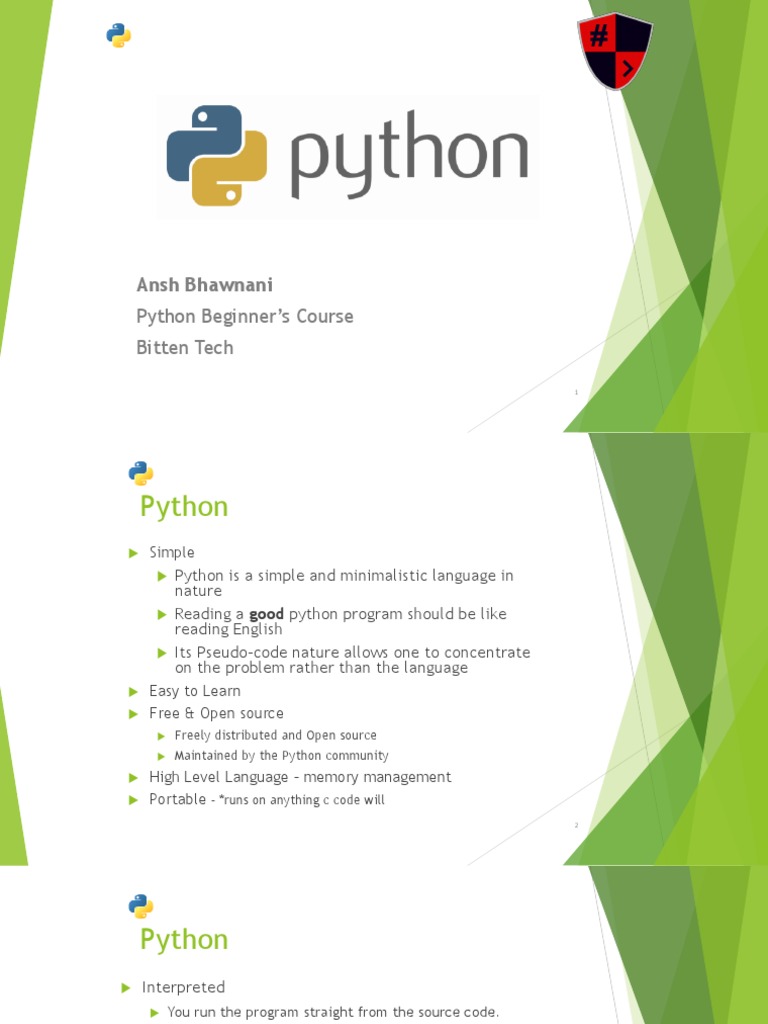 Ansh Bhawnani: Python Beginner's Course Bitten Tech | Download Free PDF ...