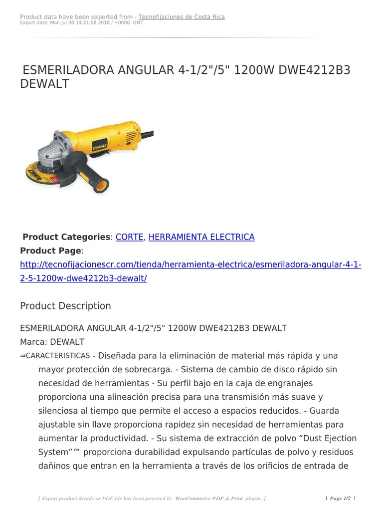 Pulidora Dwe4212 B3 - 1200W - Dewalt | PDF